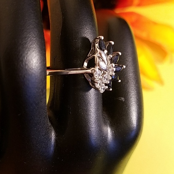 Avon | Jewelry | Gorgeous Sapphire Cz Sterling Silver Ring | Poshmark
